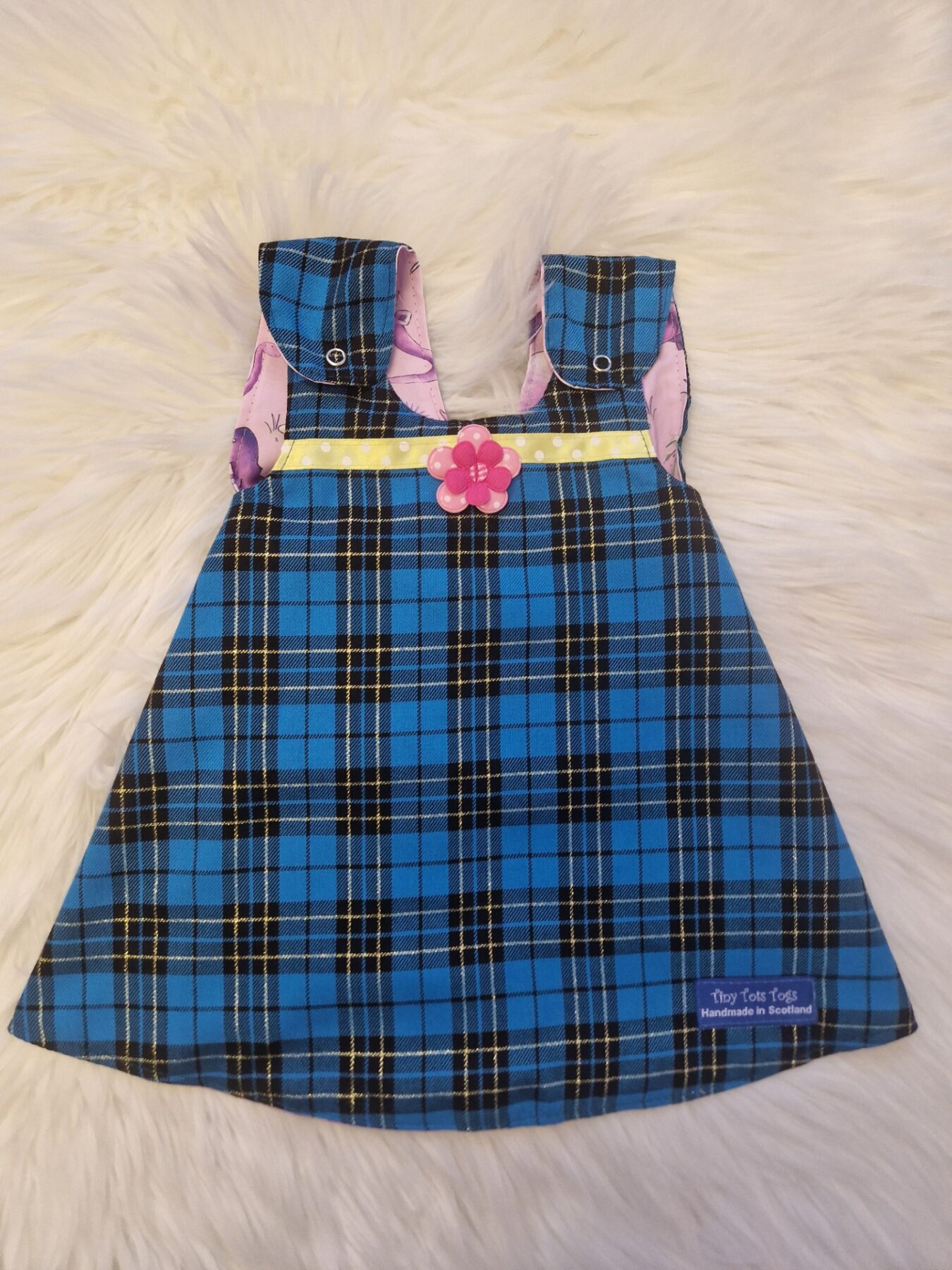 Blue Tartan Reversible Dress Tiny Tots Togs